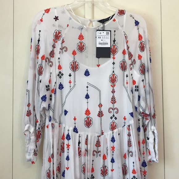 Zara | Dresses | Zara Boho Embroidery Dress | Poshmark